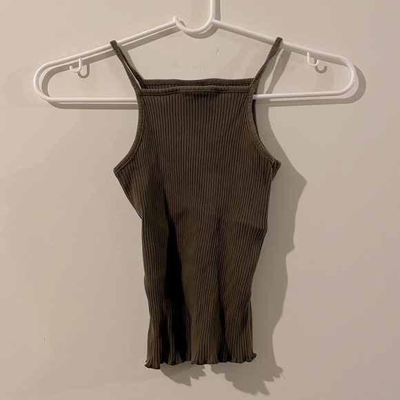 YesStyle | Tops | Yesstyle Olive Green Halter Neck Ribbed Crop Tank Top ...